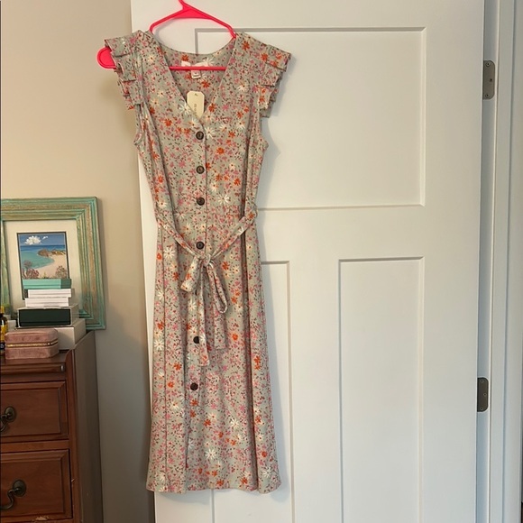 Monteau | Dresses | Monteau Pink And Orange Midi Dress | Poshmark